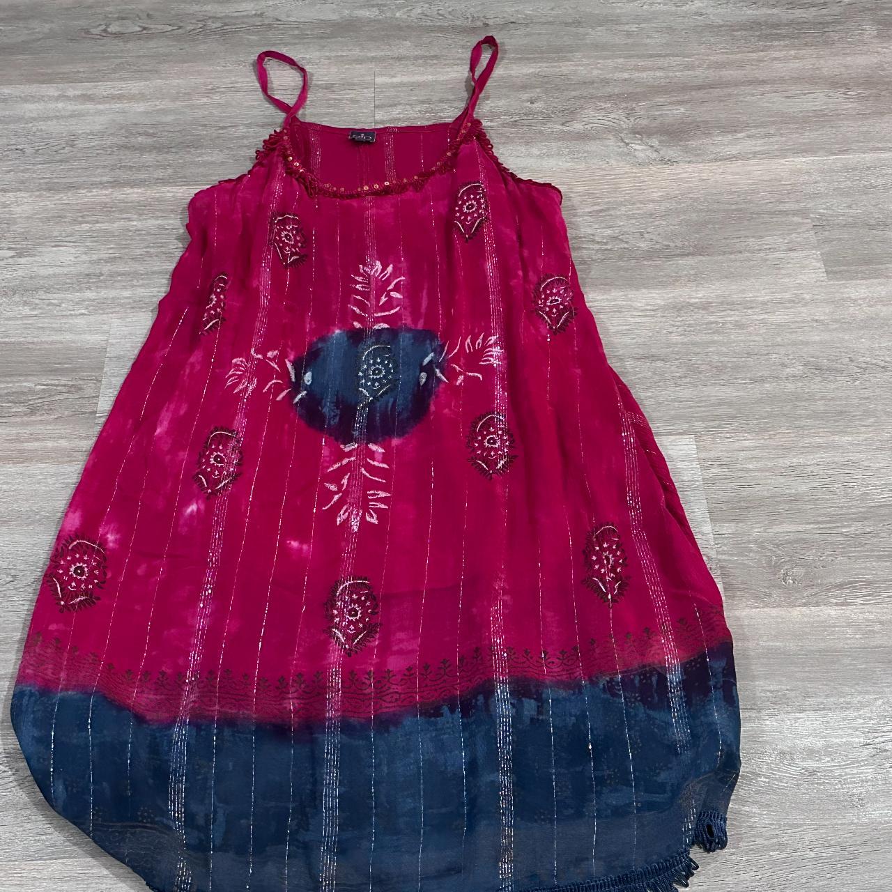 AIB Kaftan / Beach Dress Red with Silver Thread -... - Depop