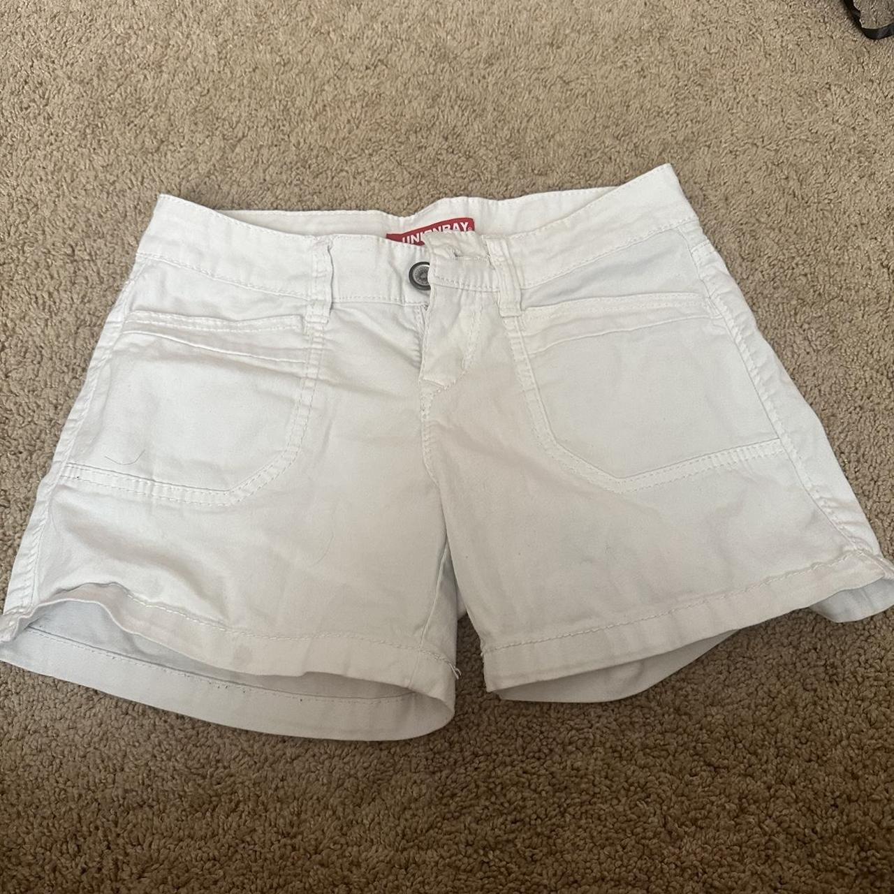 y2k white shorts has one not noticeable... - Depop