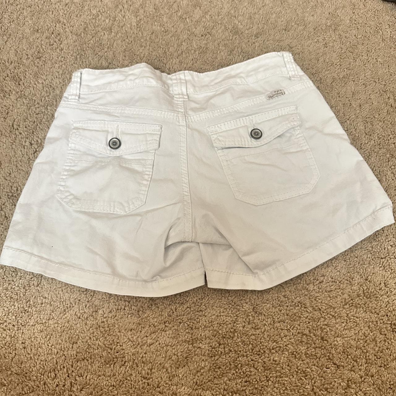 y2k white shorts has one not noticeable... - Depop