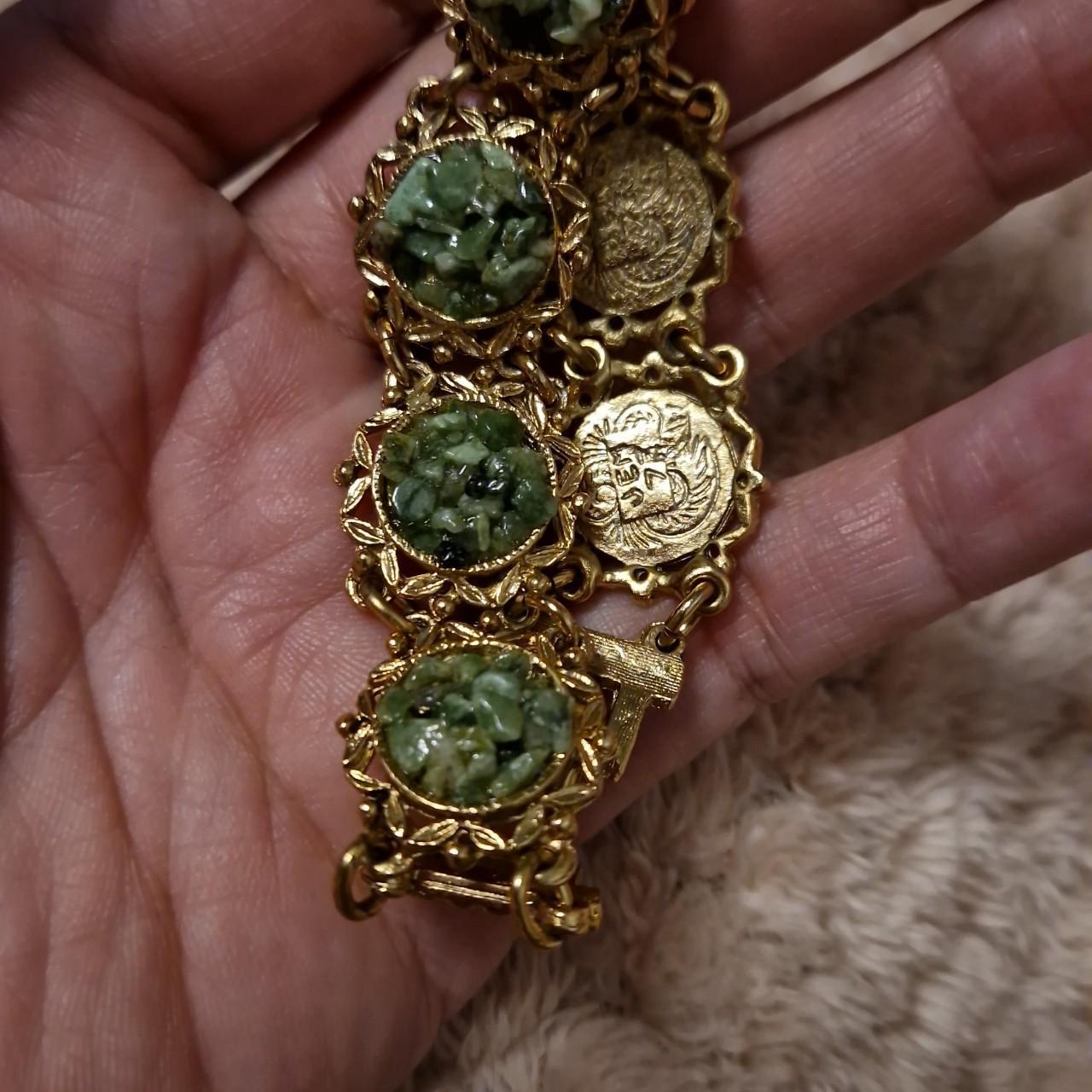 Lovely gold plated Scottish genuine jade chip... - Depop