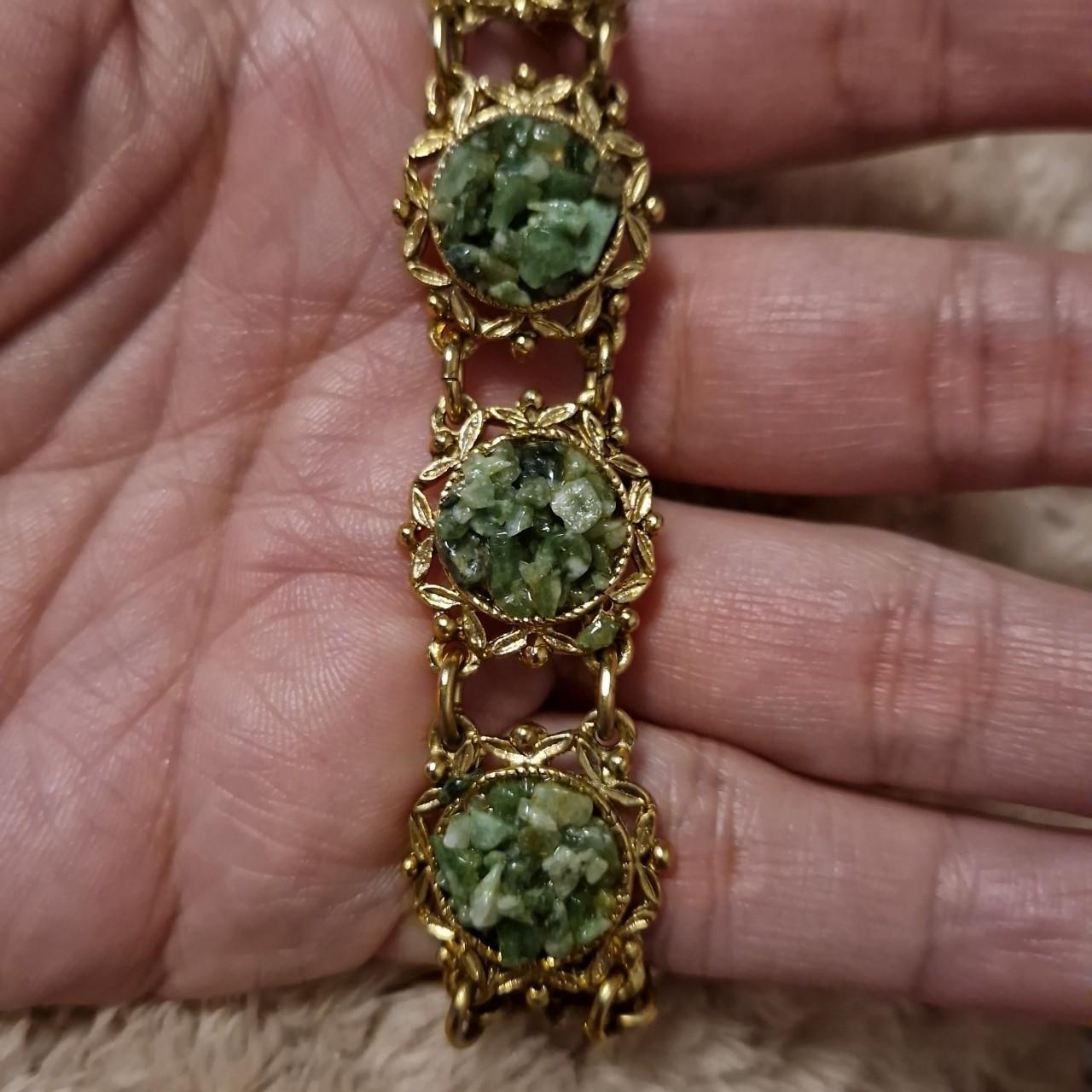 Lovely gold plated Scottish genuine jade chip... - Depop