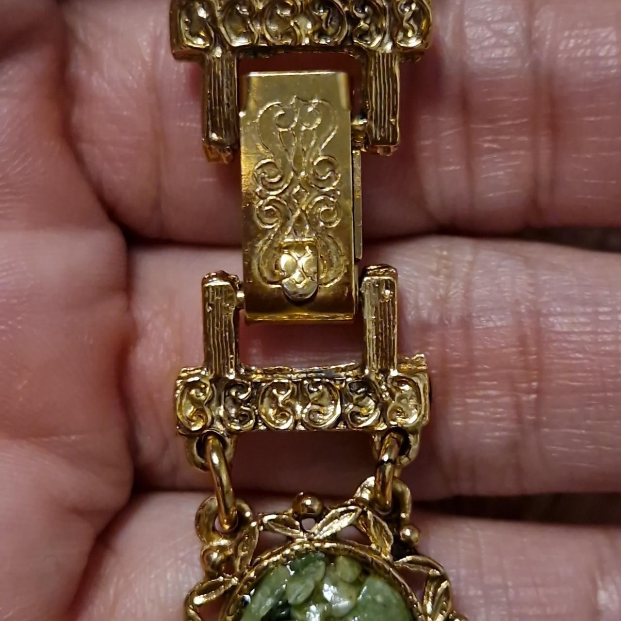 Lovely gold plated Scottish genuine jade chip... - Depop