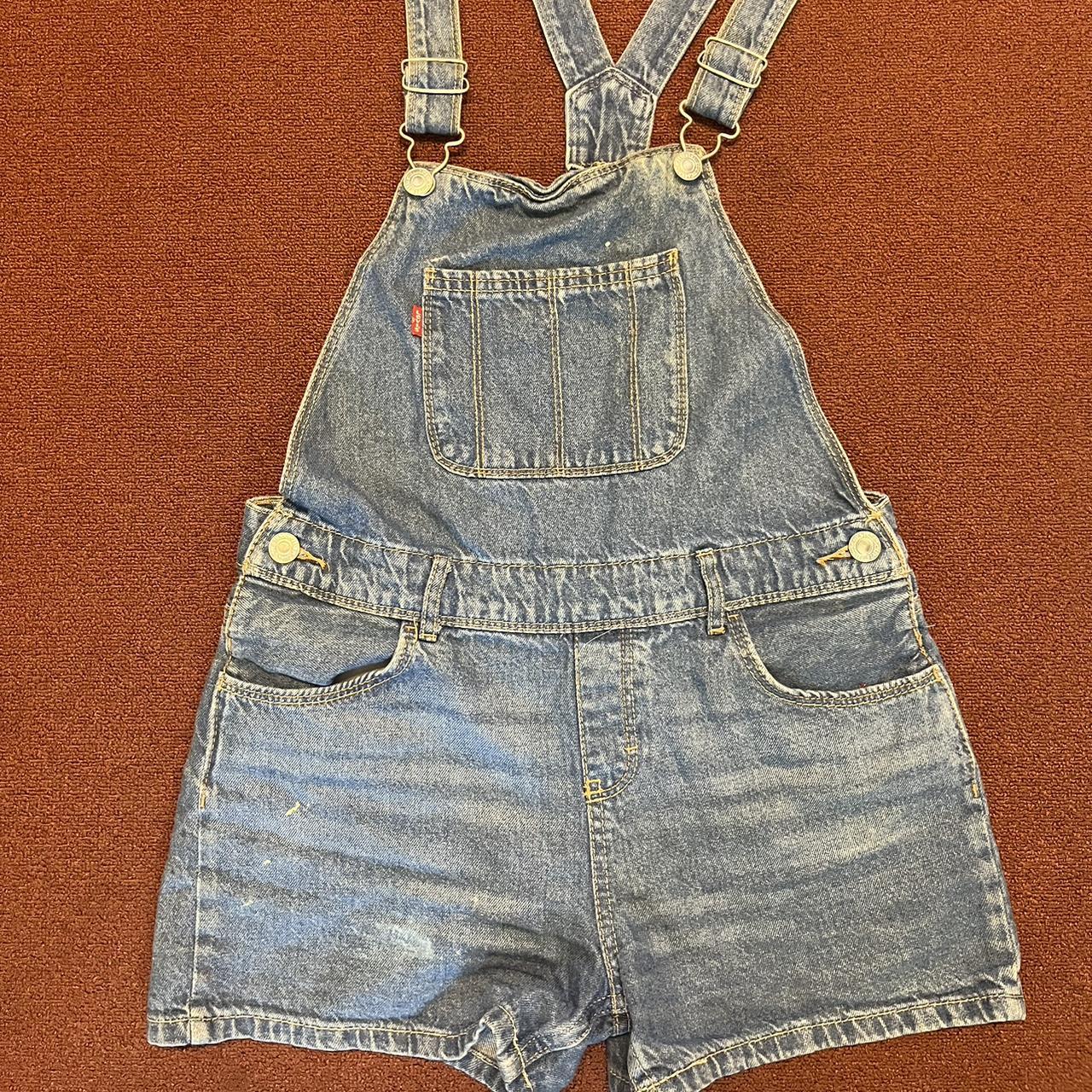 Levi denim “shorttall” short overalls - Depop