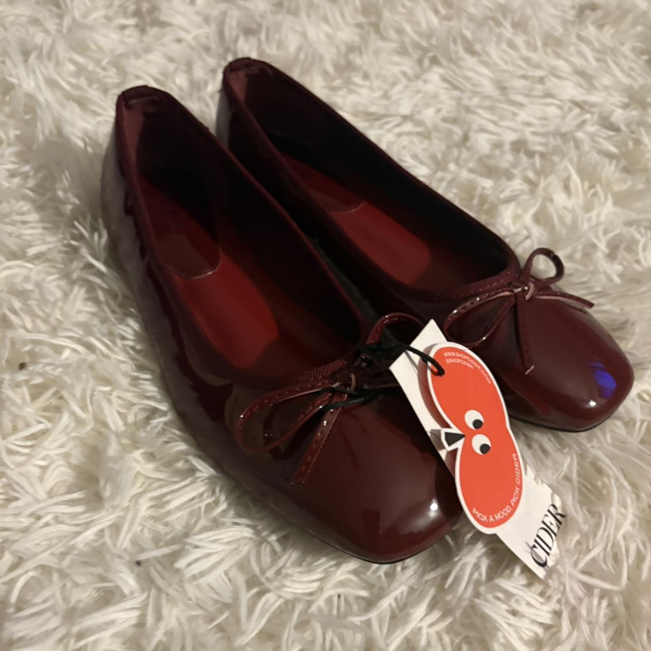 Cider red cherry wine ballet flats with bows! brand... | Depop