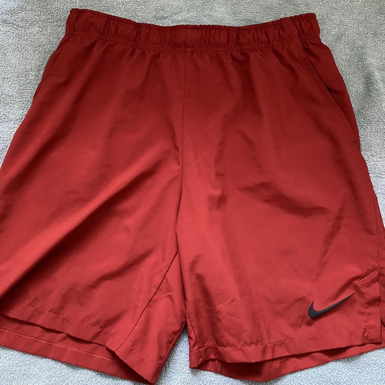Red Nike Dri-Fit Shorts ideal for summer, sports and... - Depop