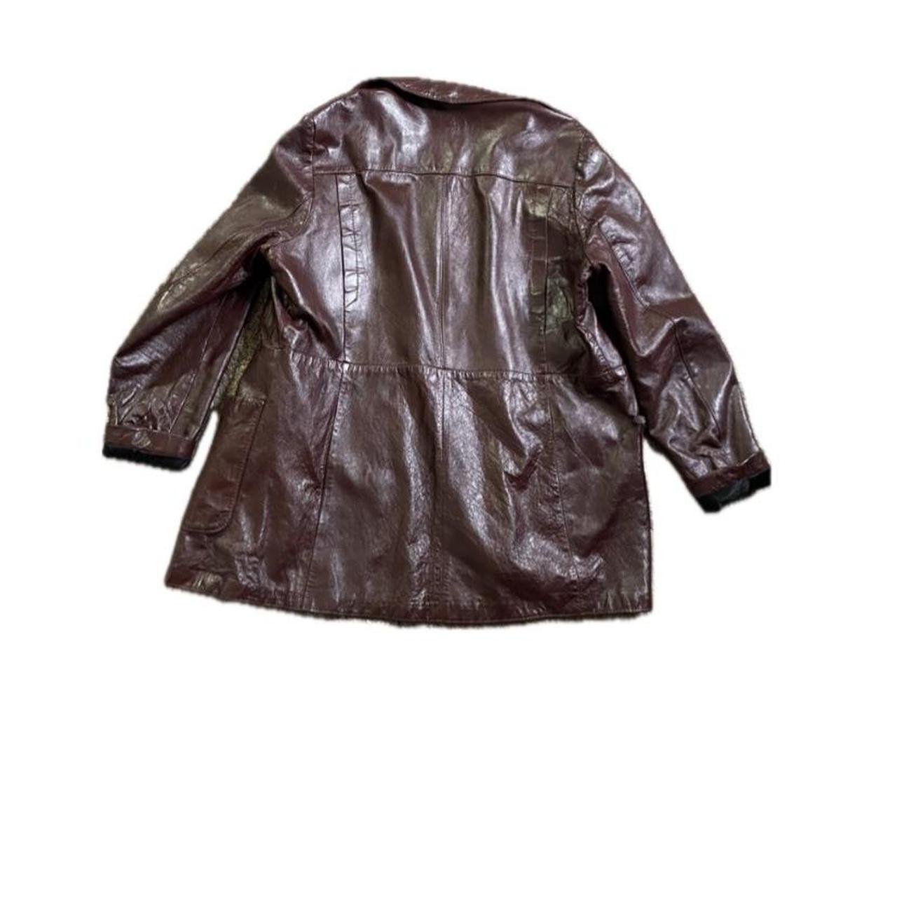 Reeds Leather jacket Has a red hint to it in... - Depop