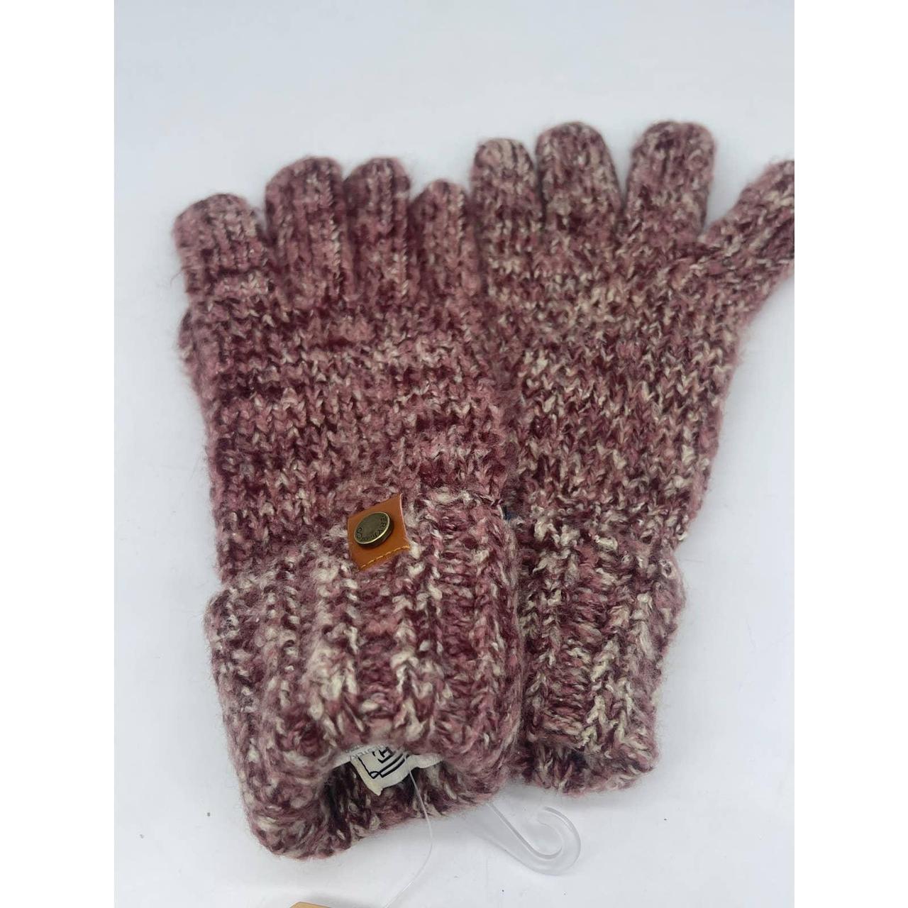 Frye & Co Knitted Gloves Winter Wear Wine with Cream... - Depop
