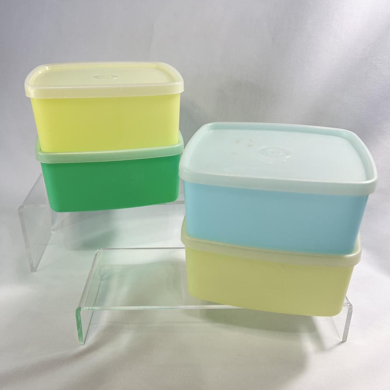Set of 4 Vintage Tupperware "Square Round" Freezer... - Depop