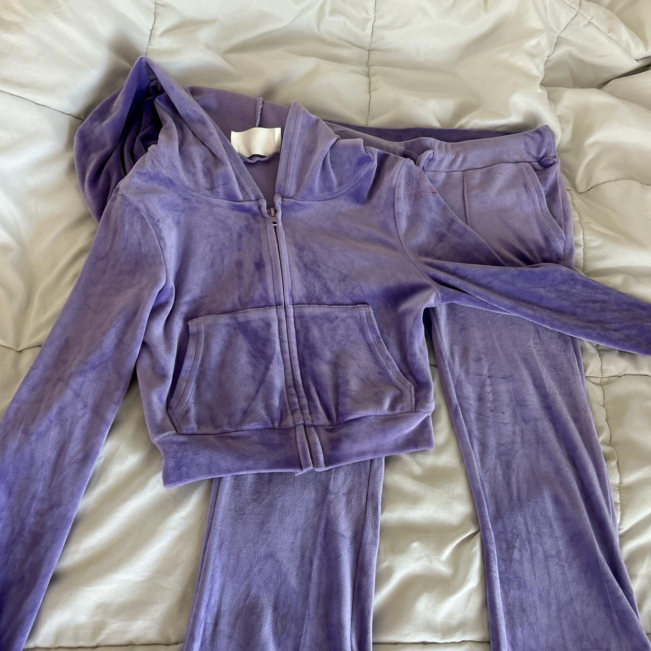 purple velour tracksuit set!! the most comfortable... - Depop