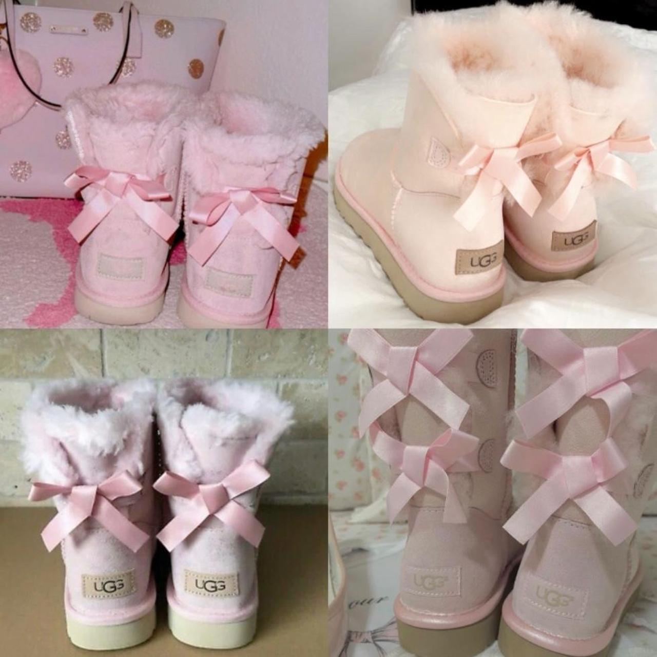 major iso ♡ ౨ৎ pink bailey bow ugg size: us... | Depop