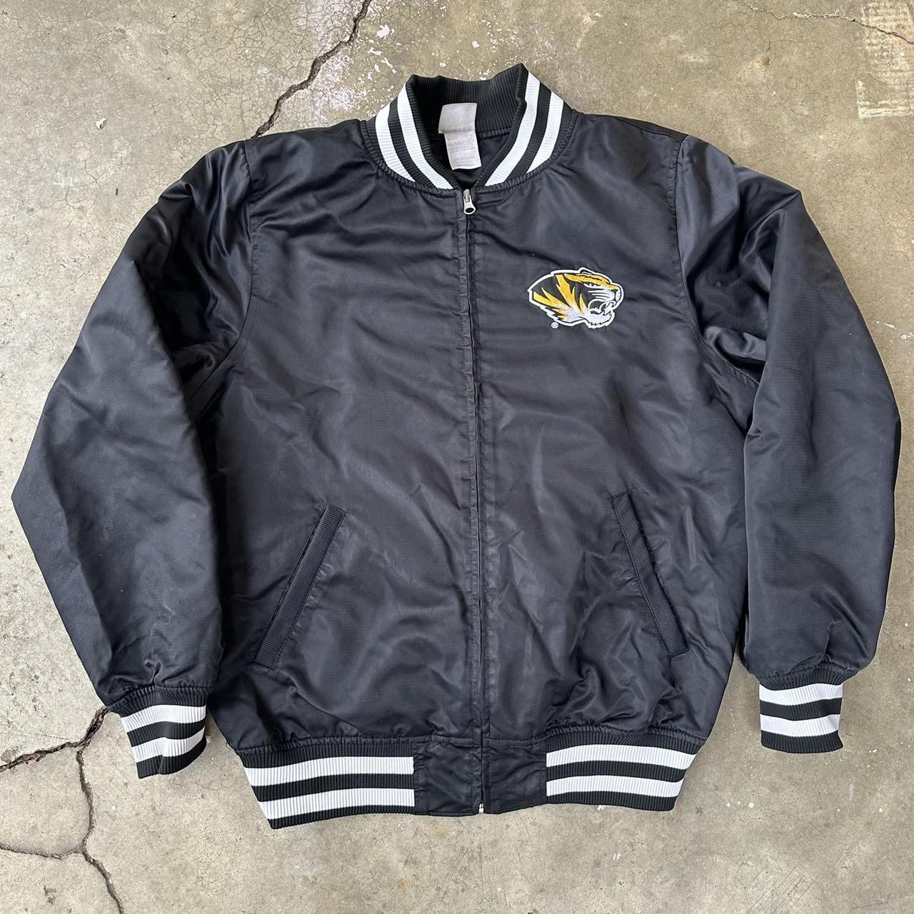Missouri Satin Letterman jacket with a full zipper... - Depop