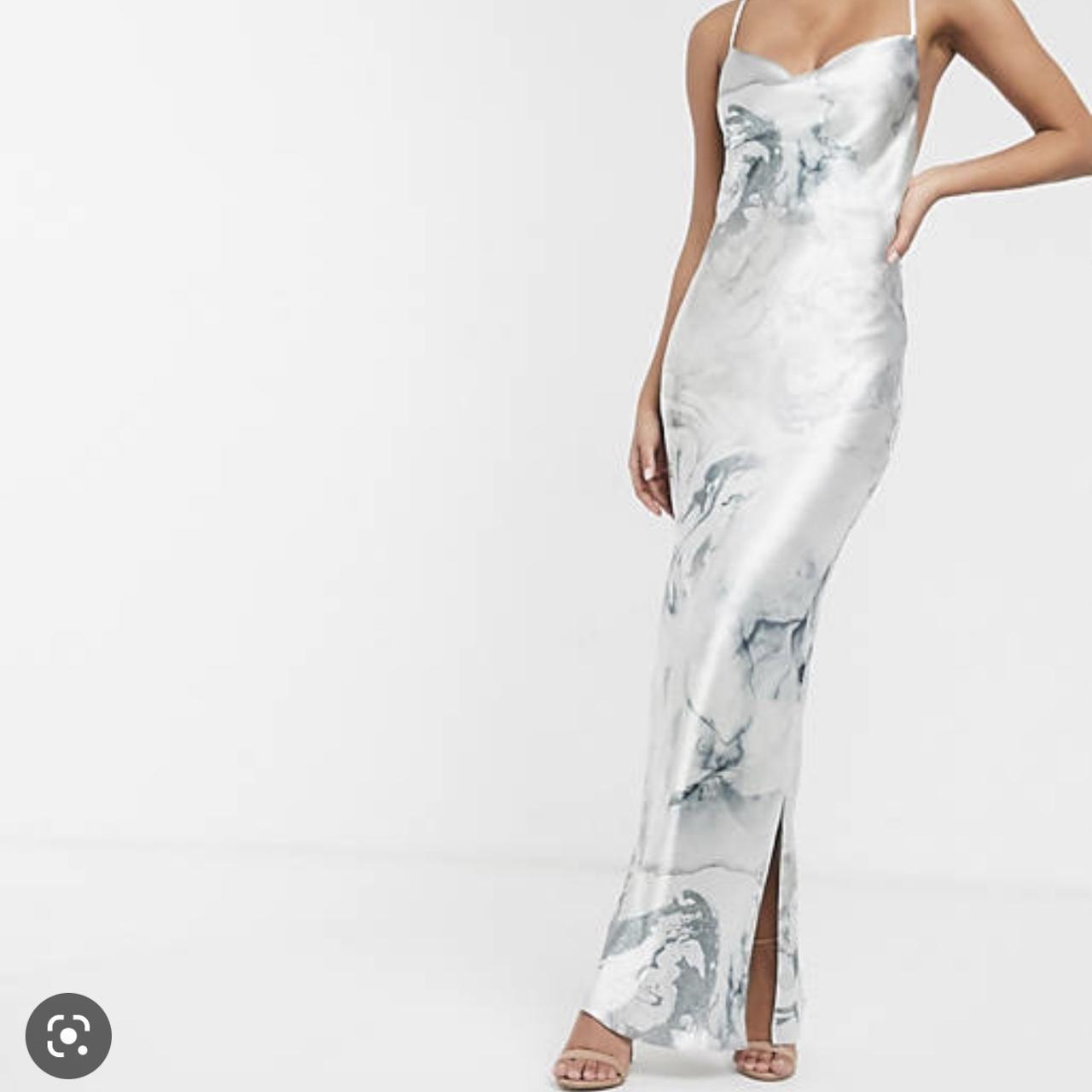 ASOS satin slip marble dress Worn twice Will fit a... - Depop