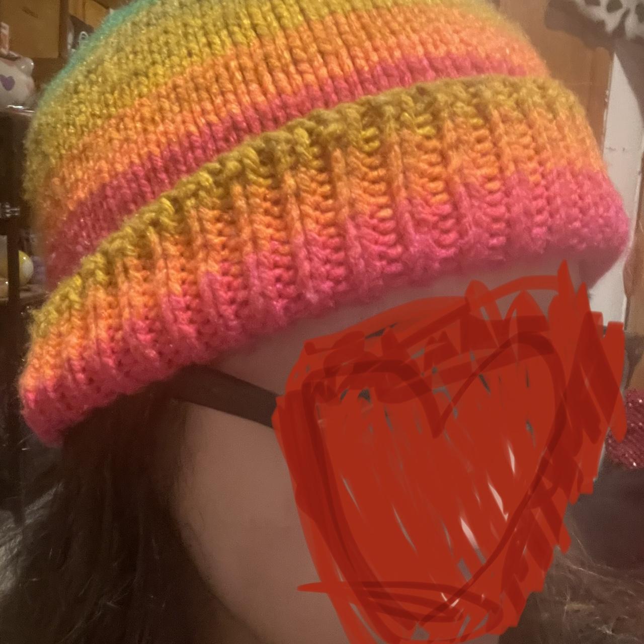 Super cute colorful handmade knit beanie ! ⭐️ ADULT... - Depop