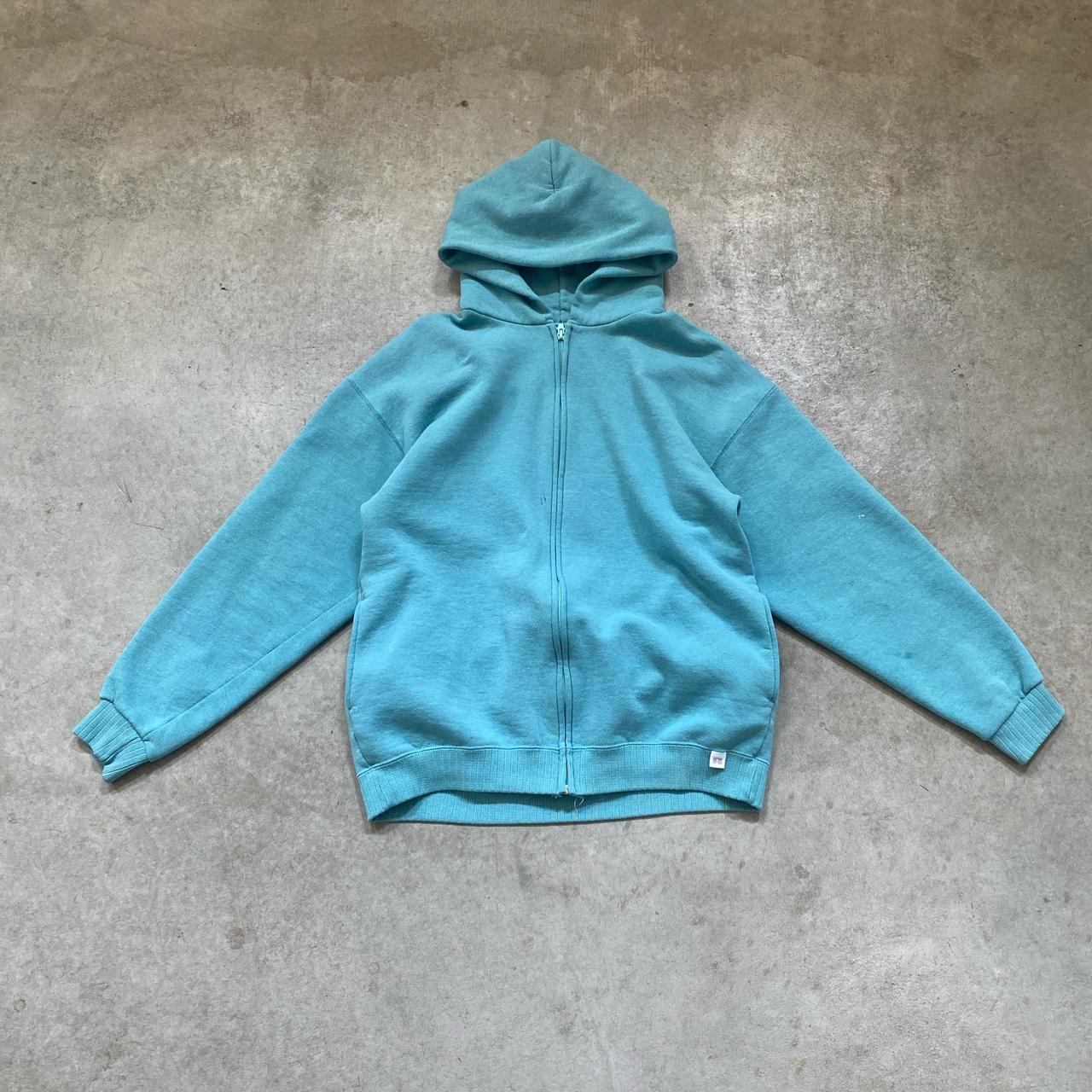 Vintage 90s Russell blank zip up no flaws USA... - Depop