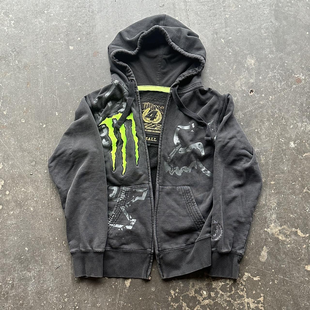 Cyber Y2k grunge fox x monster zip up hoodie - NO... - Depop
