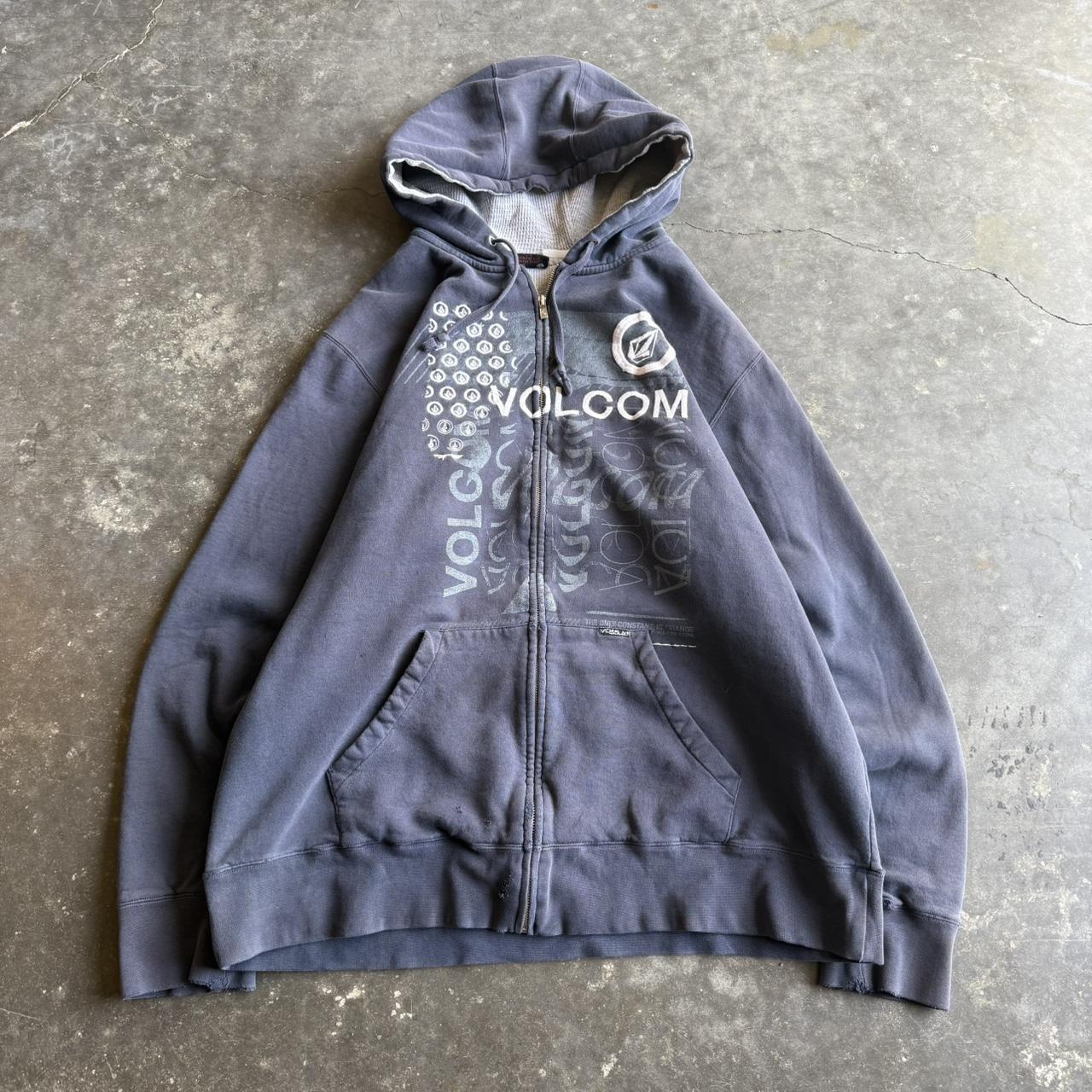 Vintage surf style thermal lined volcom zip up... | Depop