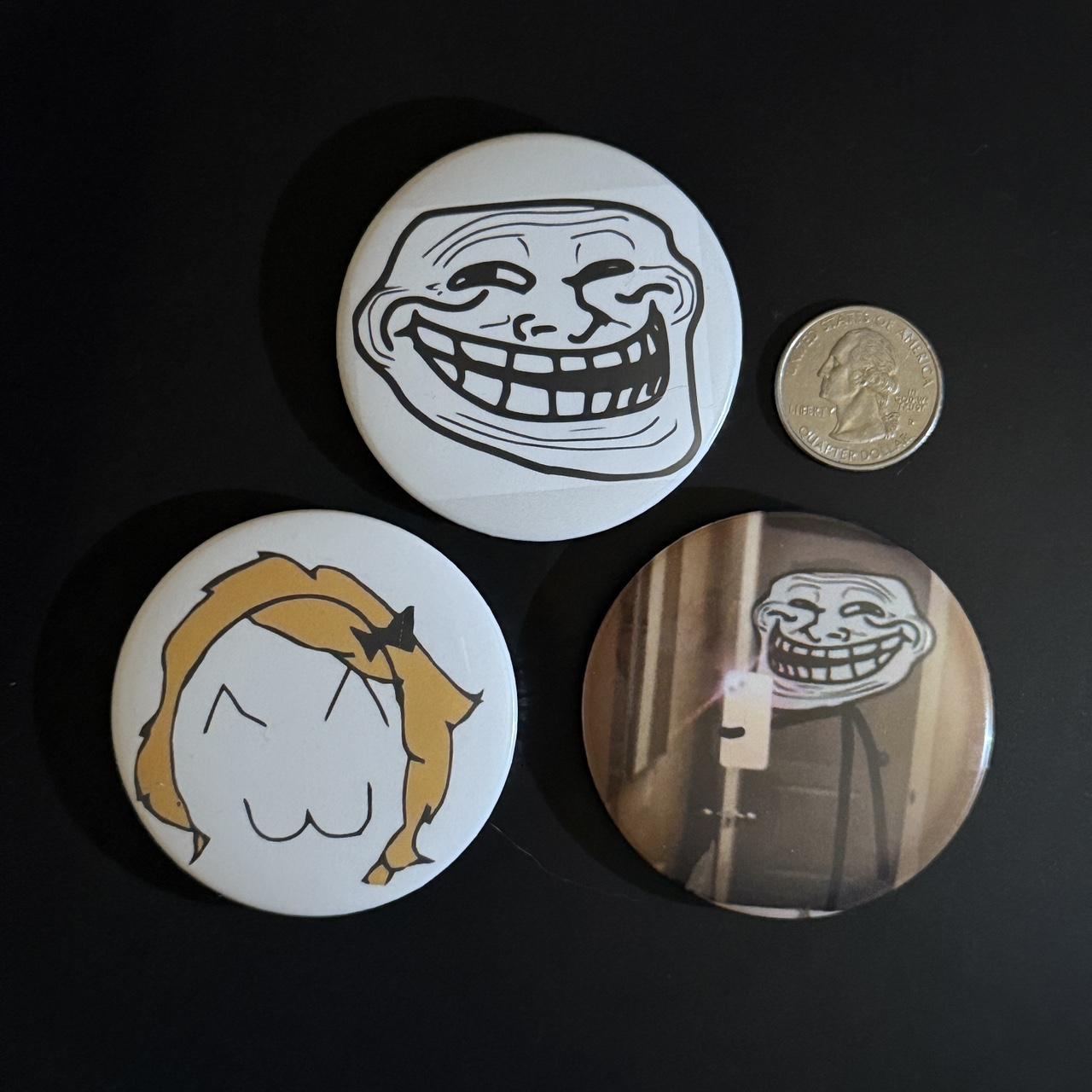 troll face derpina pins bundle hand... | Depop