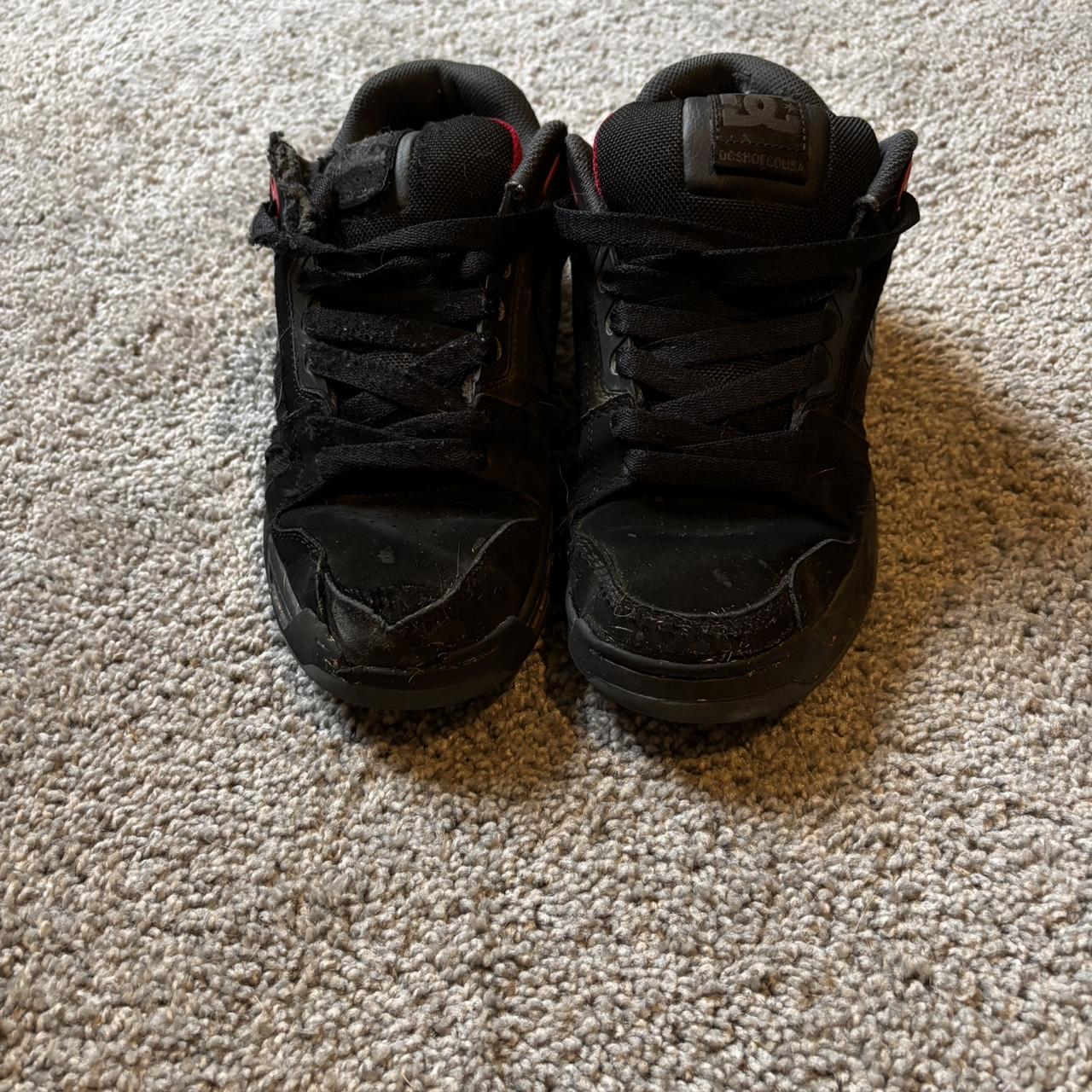 Black and grey DC Shoes skateboarding trainers... - Depop