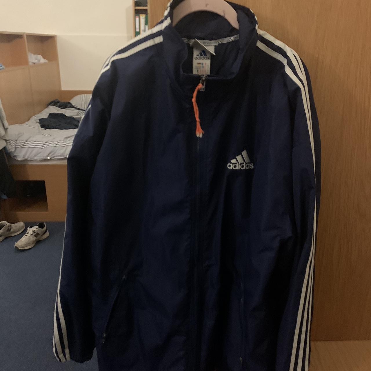 dark blue adidas jacket - Depop