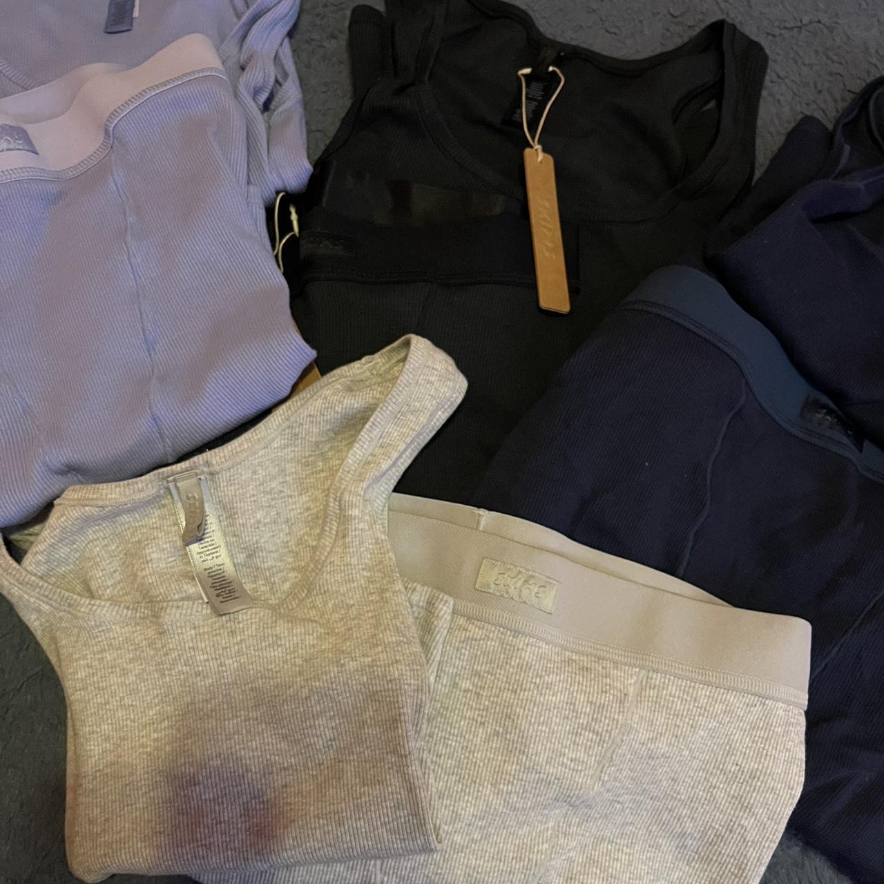 3 skims shorts set , 1 navy blue pants set all are... | Depop