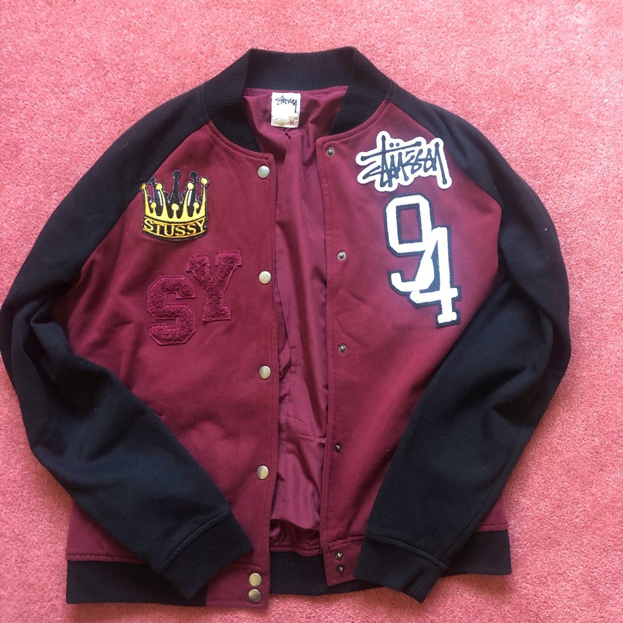 Vintage Stussy red varsity jacket Barely worn, tag... - Depop