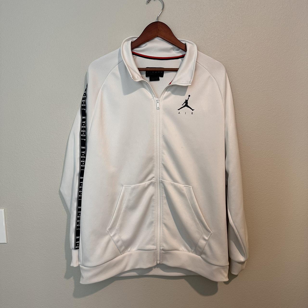 Air Jordan zip up jacket. White with black... - Depop