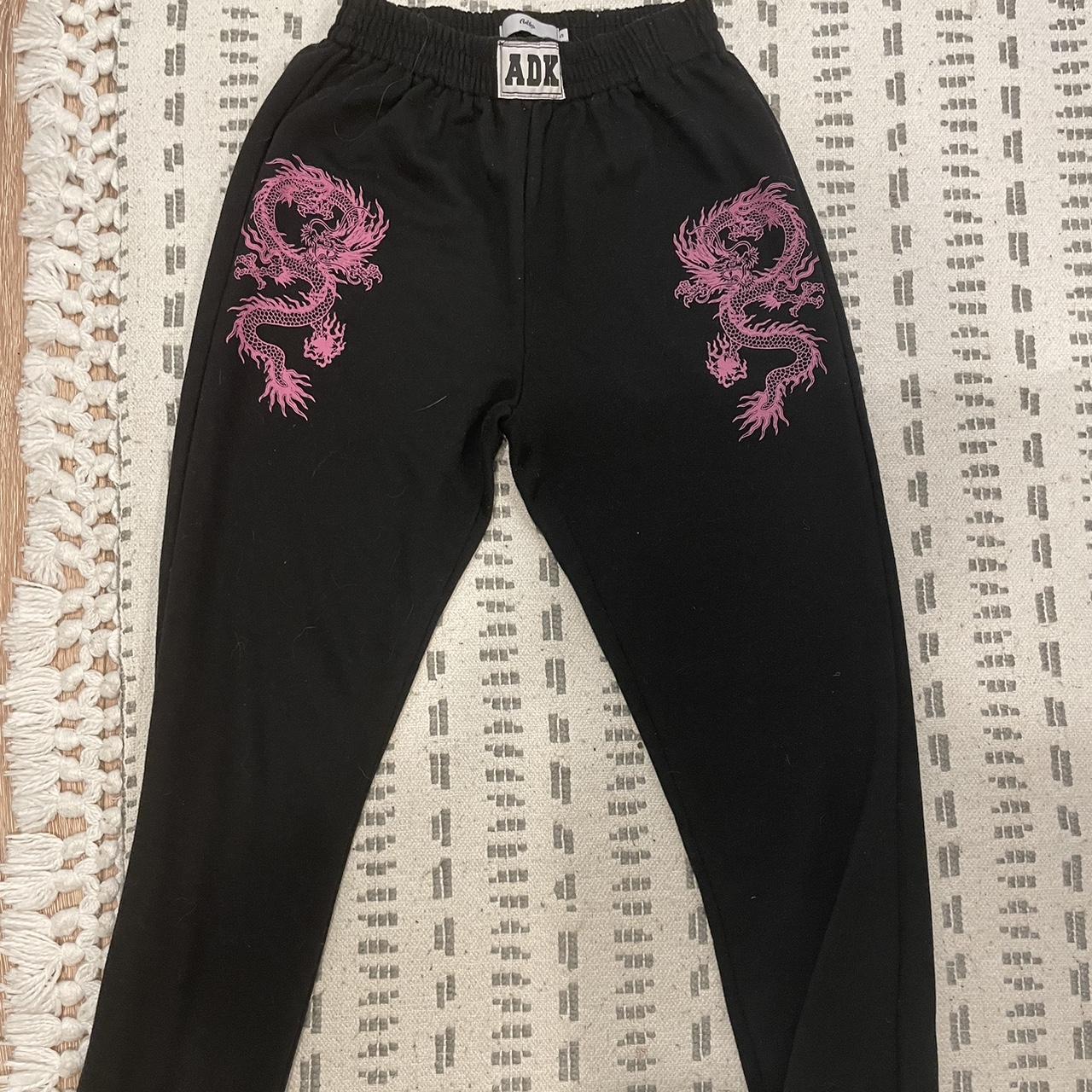 Adika black and pink joggers - Depop