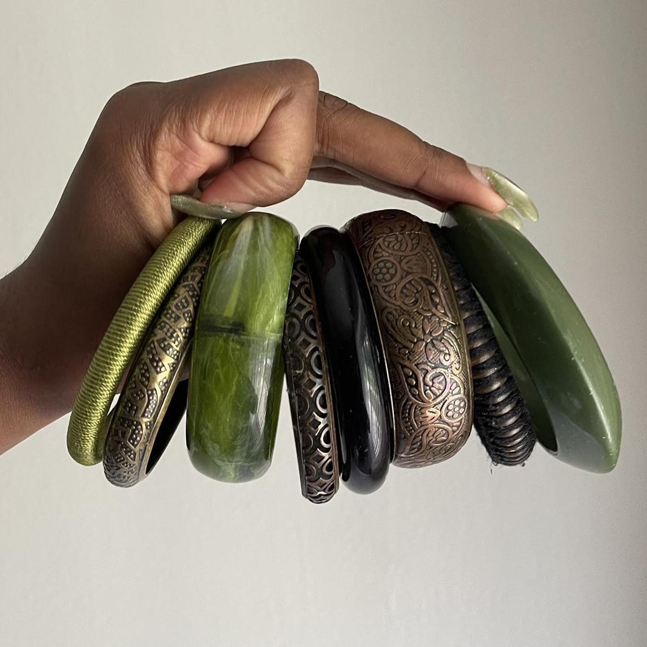 Chunky earthy bangle stack Preloved condition,... - Depop