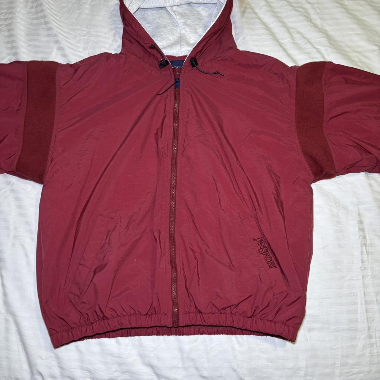 Vintage Red Jansport Zip Up Hooded Jacket Lined Size... | Depop