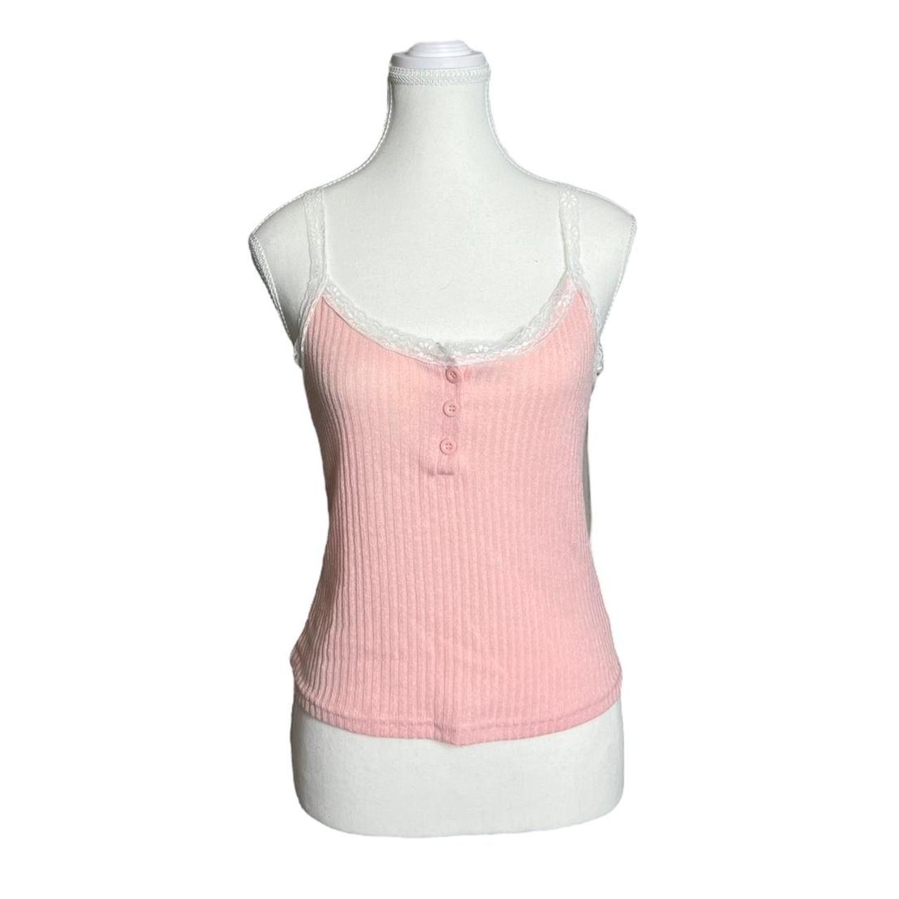 sweet pink lace singlet - size medium - light wear,... - Depop