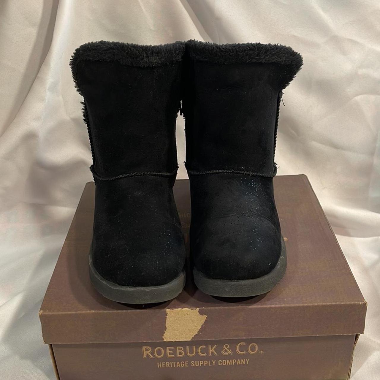 Used Roebuck & Co. black with shimmer boots - size... - Depop