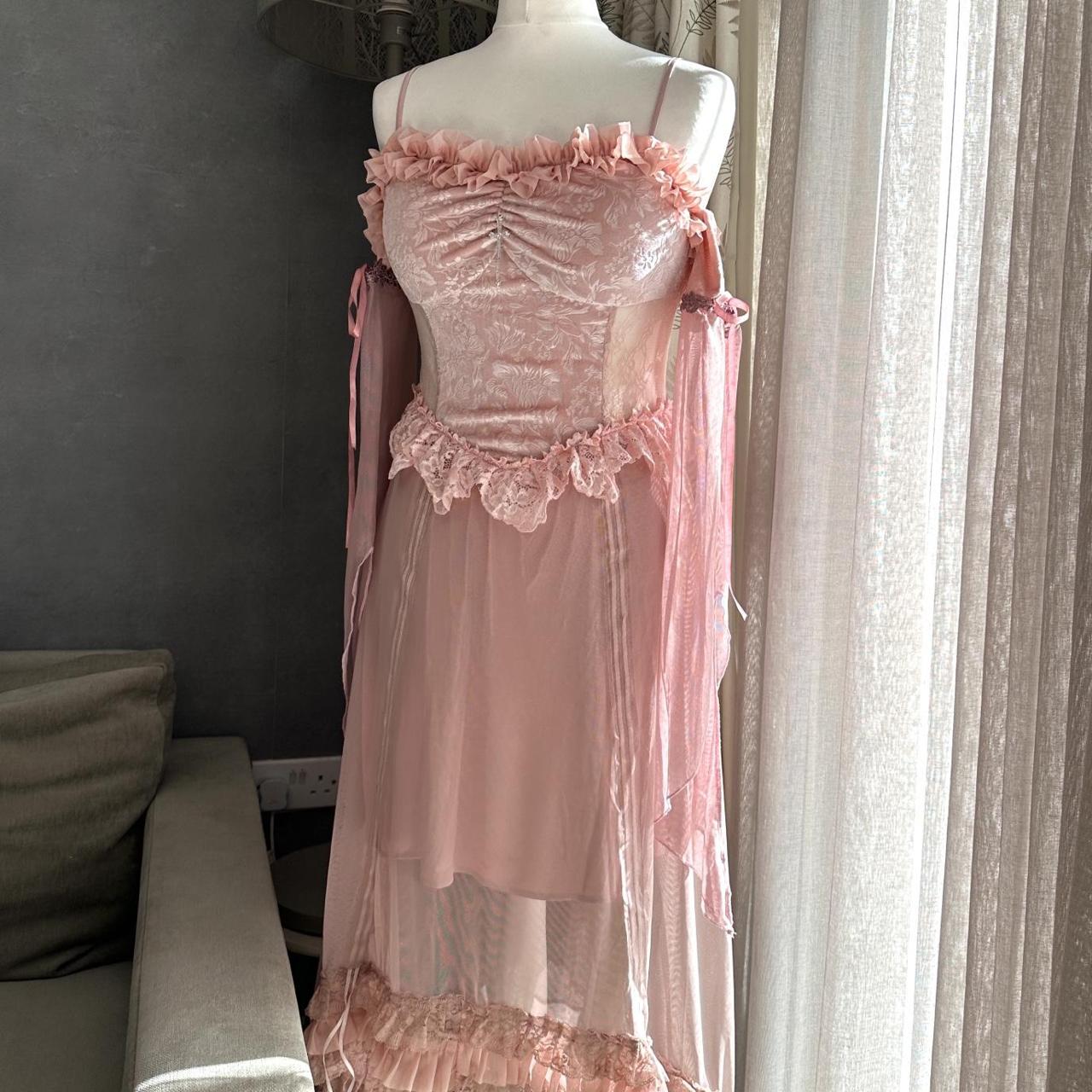 Pink Gothic Dress, crafted from comfortable... - Depop