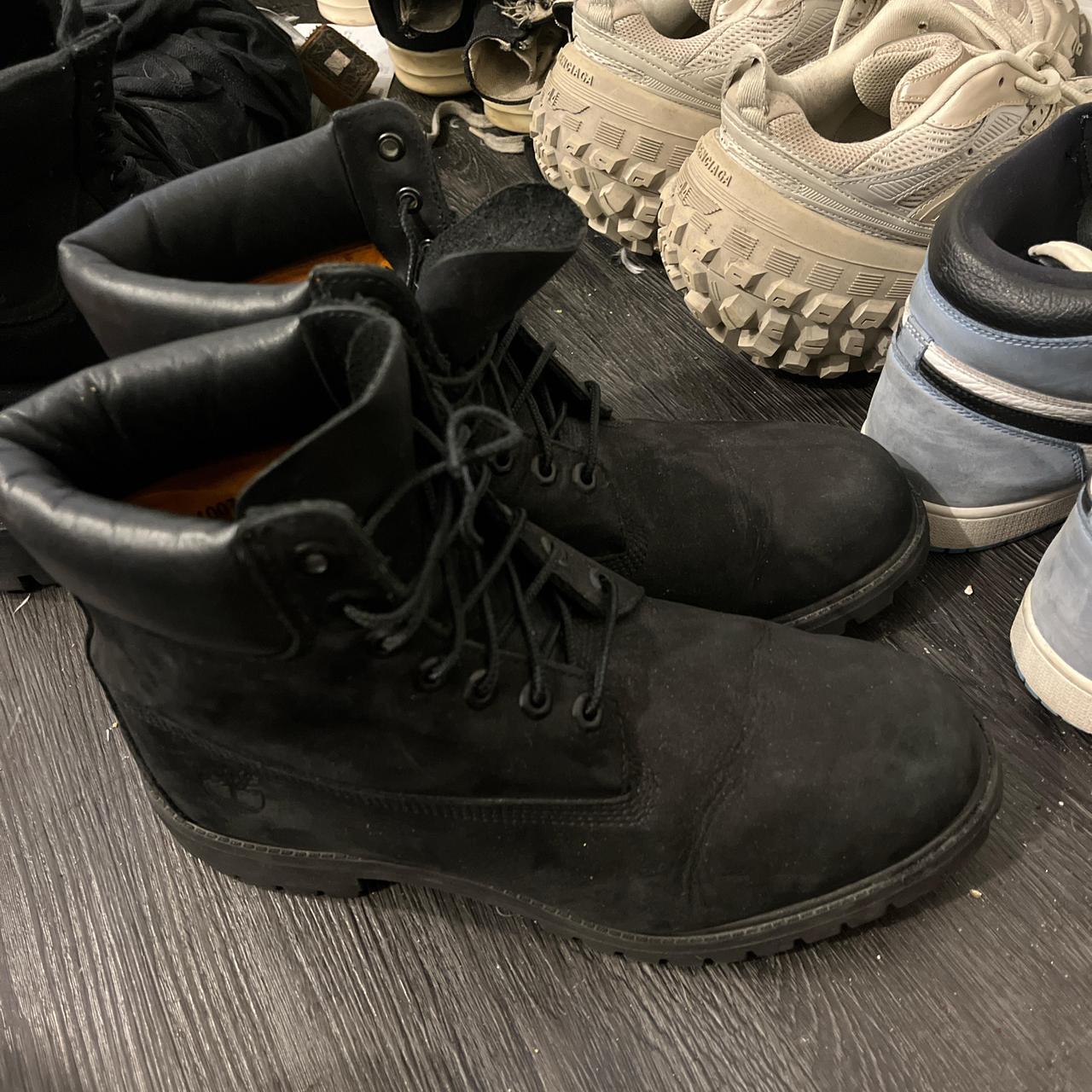 Black timbs for sale worn 10x no box I lost it while... - Depop