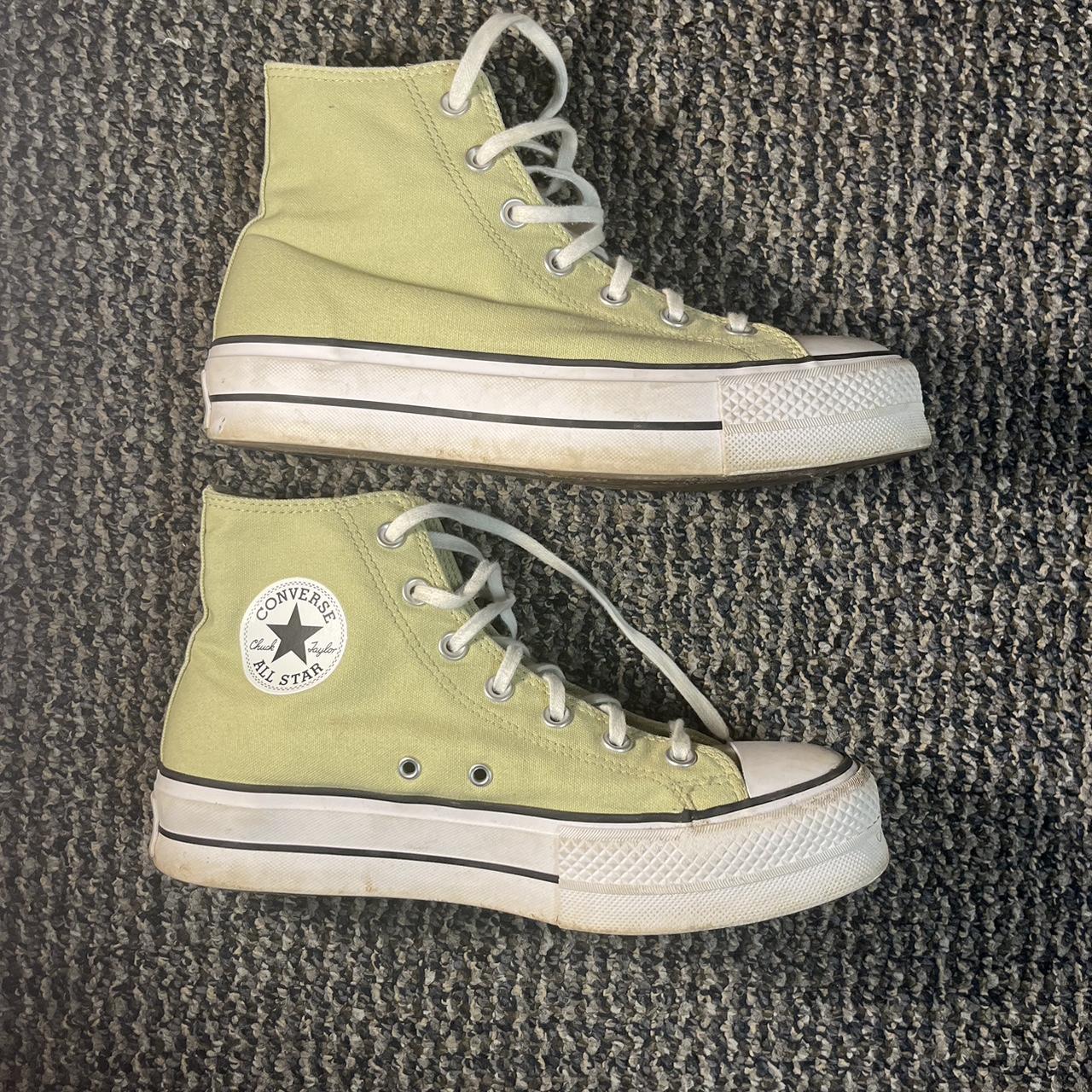 Light green platform converse US Women’s 9 Like new-... - Depop