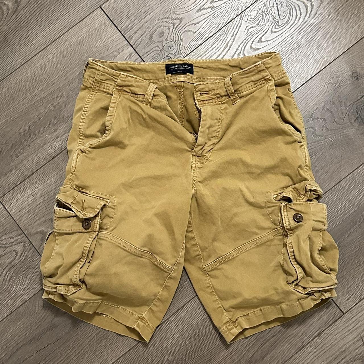 AMERICAN EAGLE JORTS YELLOW BROWN WASHED SIZE 6... - Depop