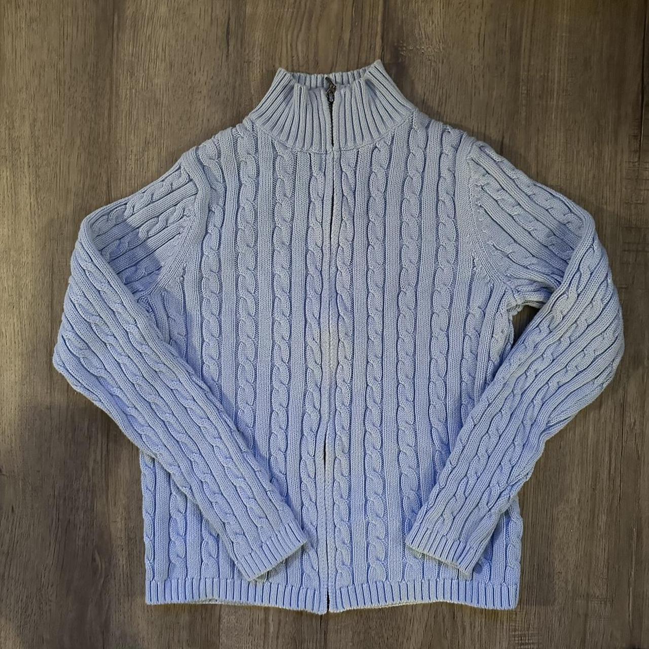 LIGHT BLUE ZIPPER KNITTED SWEATER so nice for... - Depop