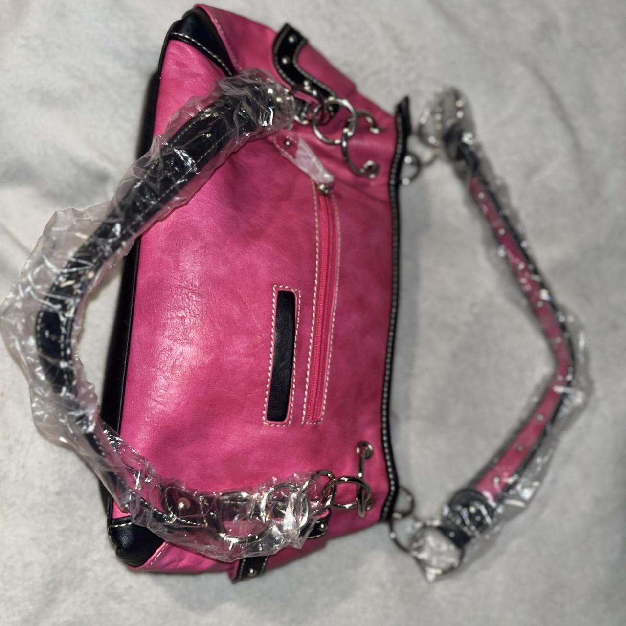 Cute hot pink y2k purse with bedazzled cross #y2k... - Depop