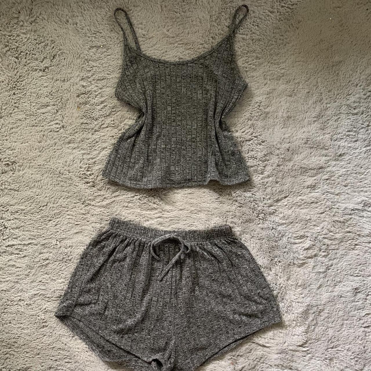 super cute dark grey pj set #pajamas - Depop
