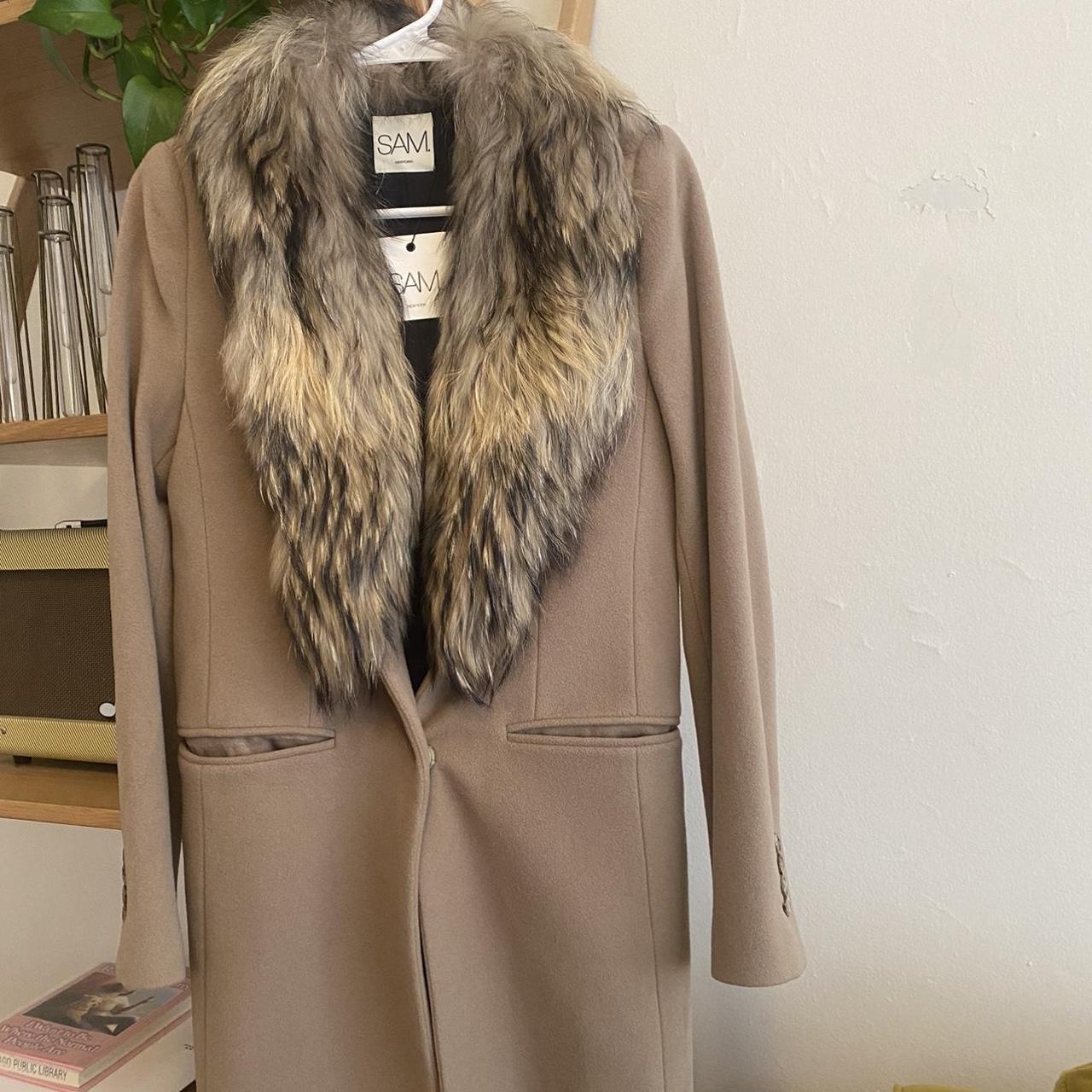 SAM. Crosby wool coat with Raccoon fur trim. Never... - Depop