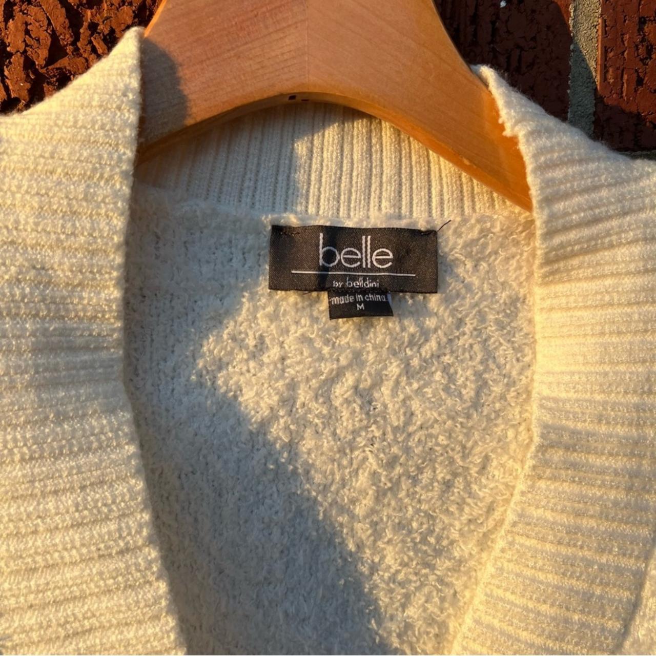 Belle by Belldini White Plush Button Cardigan This... - Depop