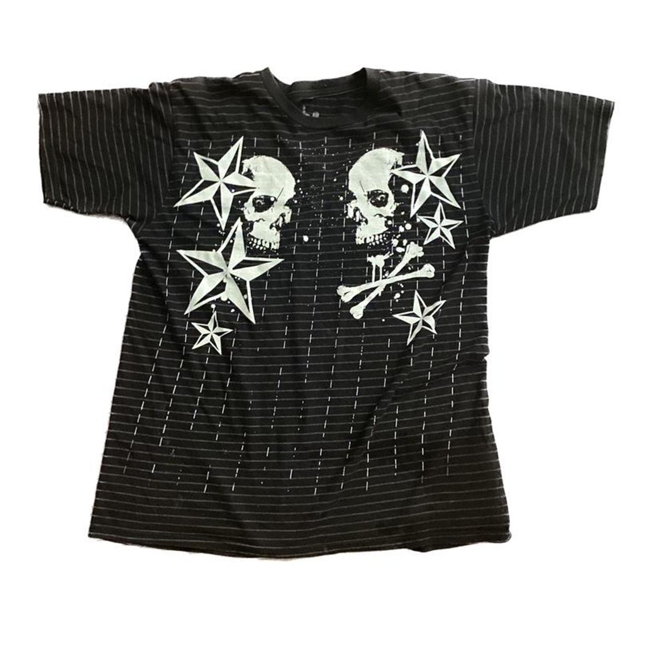 sick asf anchor blue skull tee‼️ size large‼️ fits... - Depop