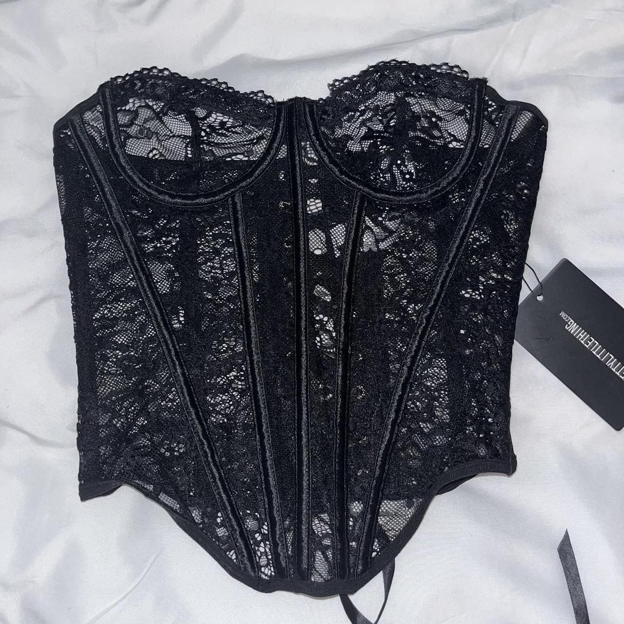 Black Lace Bonded Lingerie Corset New with Tags See... - Depop