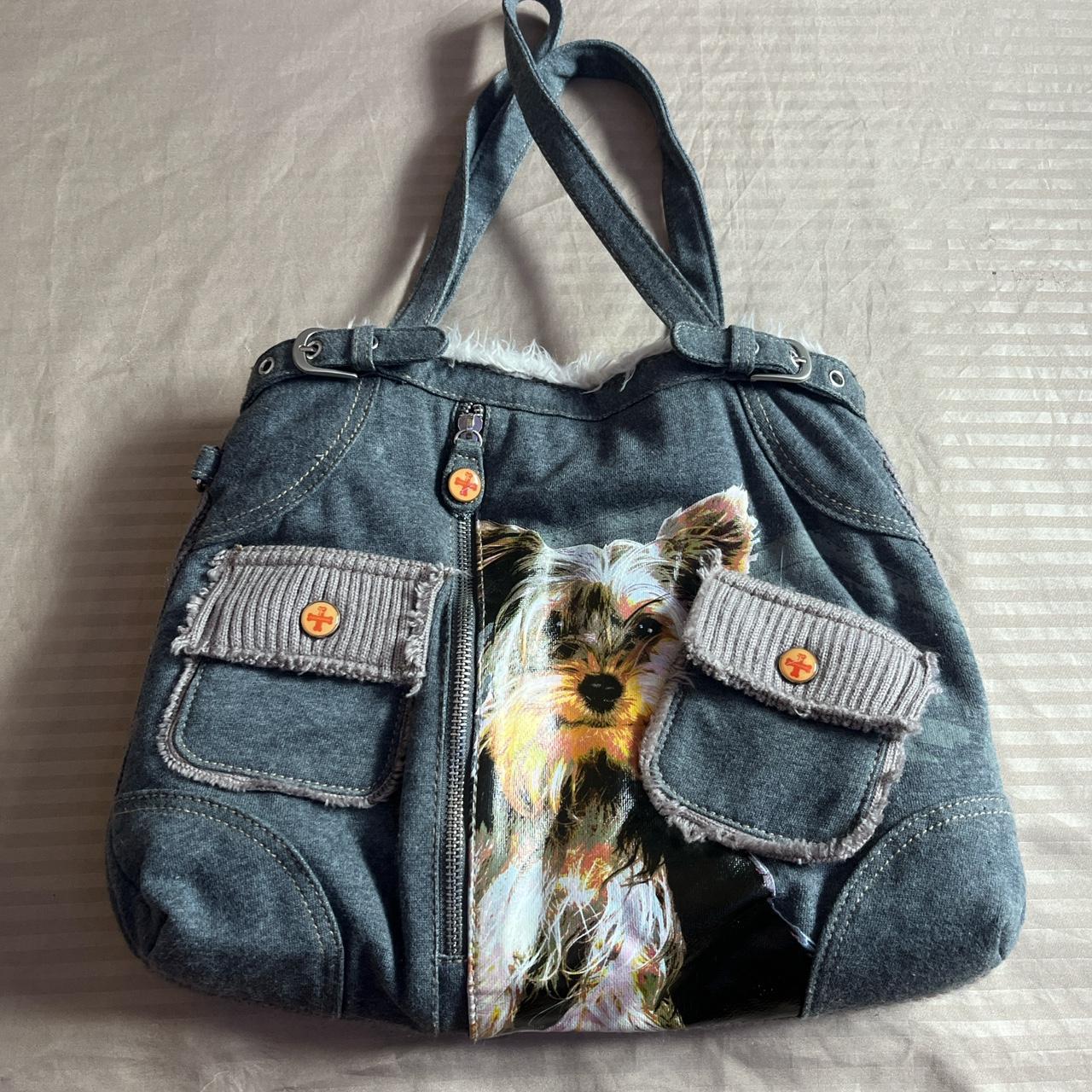 y2k Fuzzy Nation Yorkshire Terrier Dog Gray, Fur... - Depop