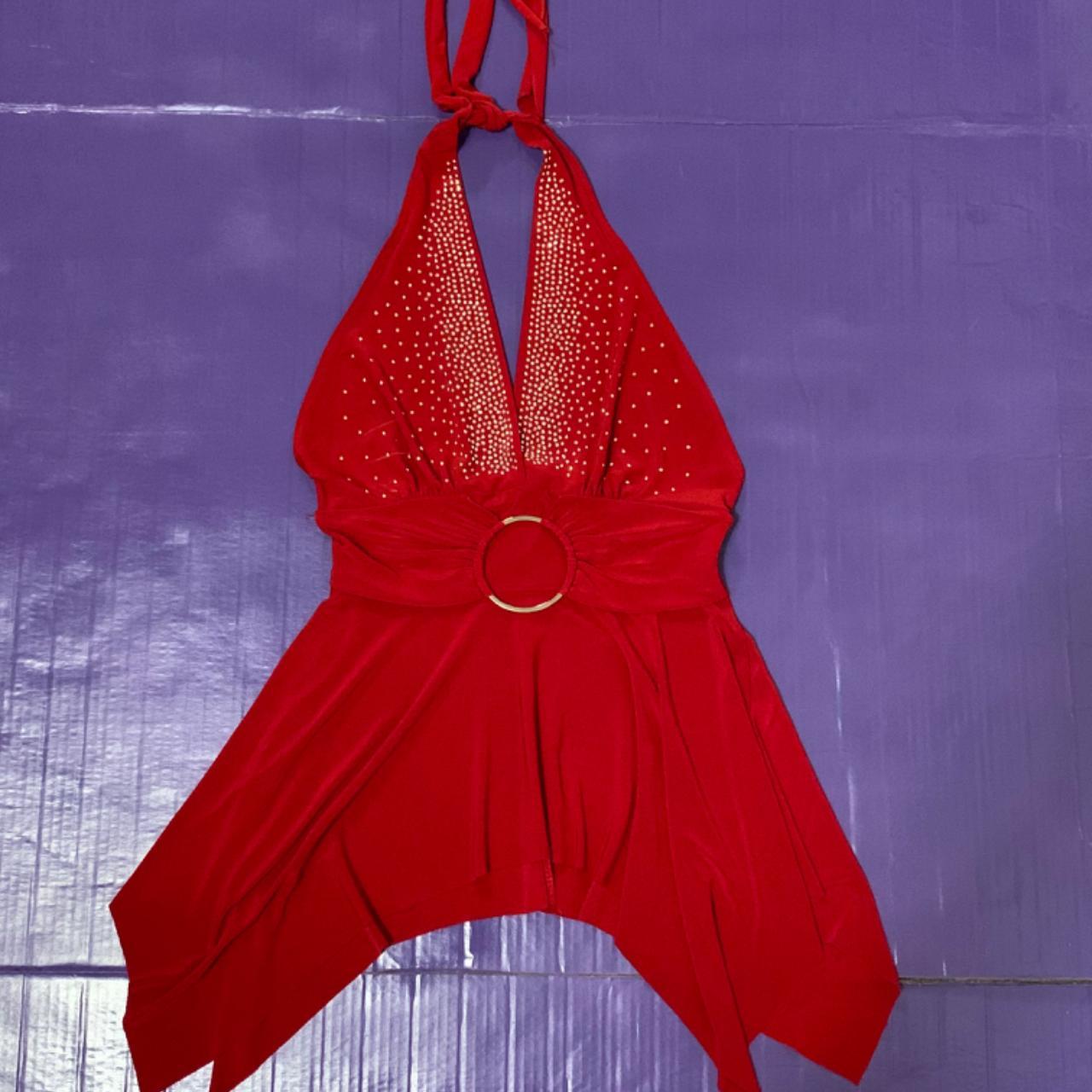 Solar red halter top. Super cute. Has rhinestones on... - Depop