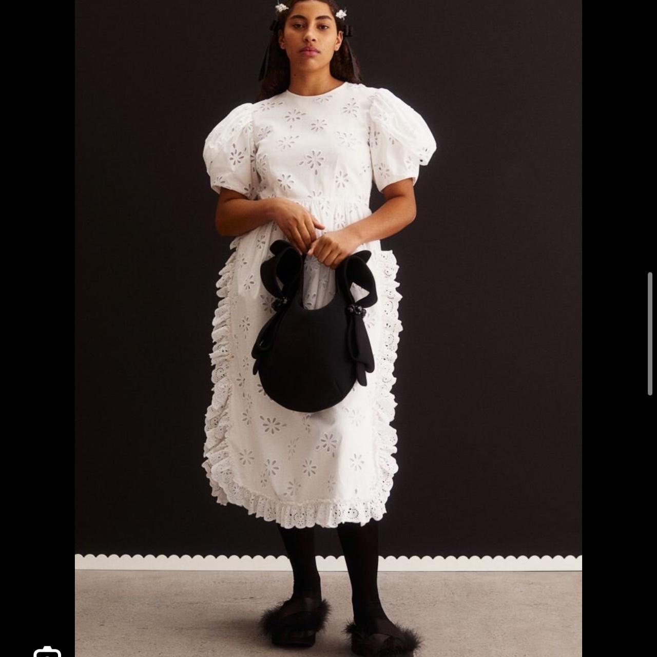 Simone Rocha x HM white eyelet lace midi dress size... - Depop