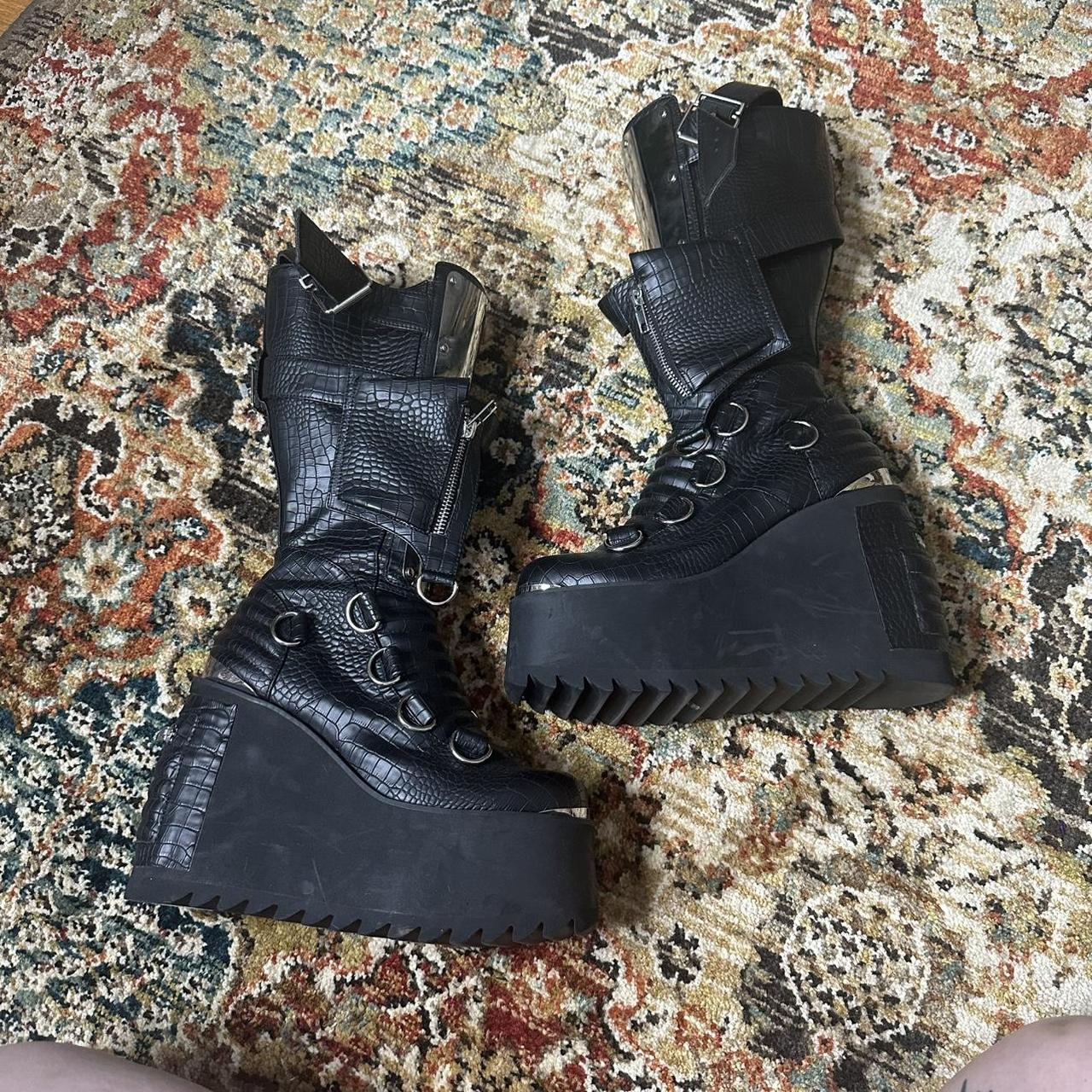 Club exxx dollskill goth platform boots size 9 | Depop