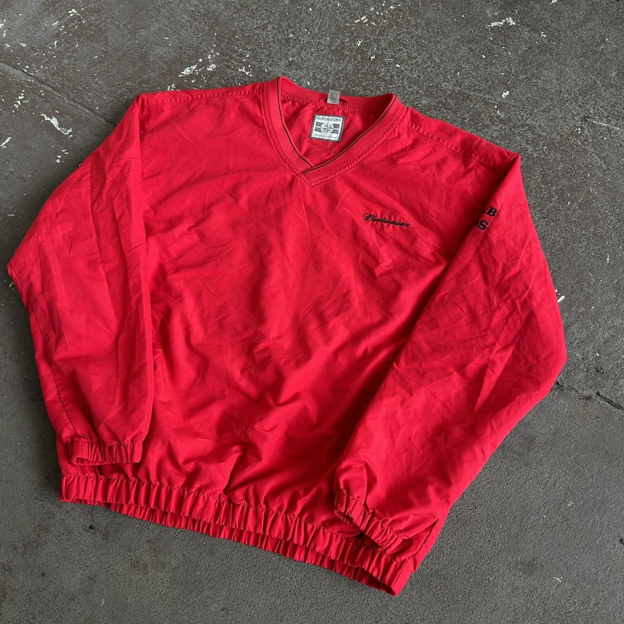 Vintage Y2K Budweiser Beer Windbreaker Size: L /... - Depop