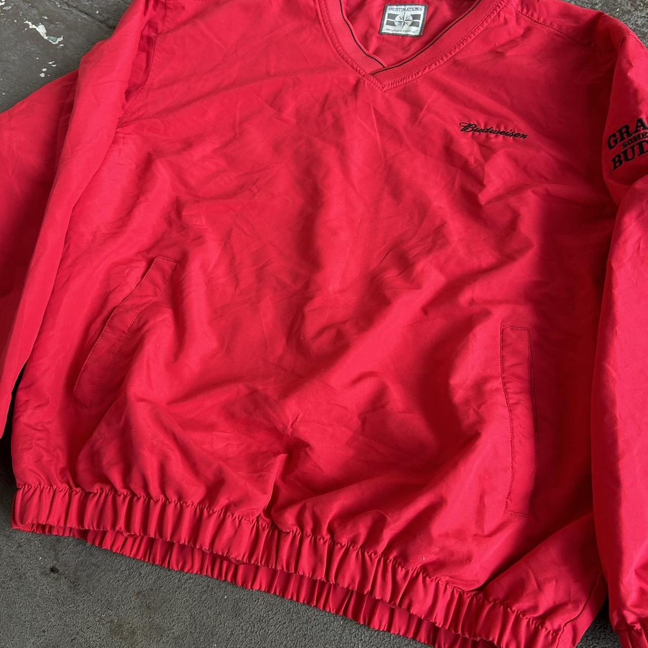 Vintage Y2K Budweiser Beer Windbreaker Size: L /... - Depop