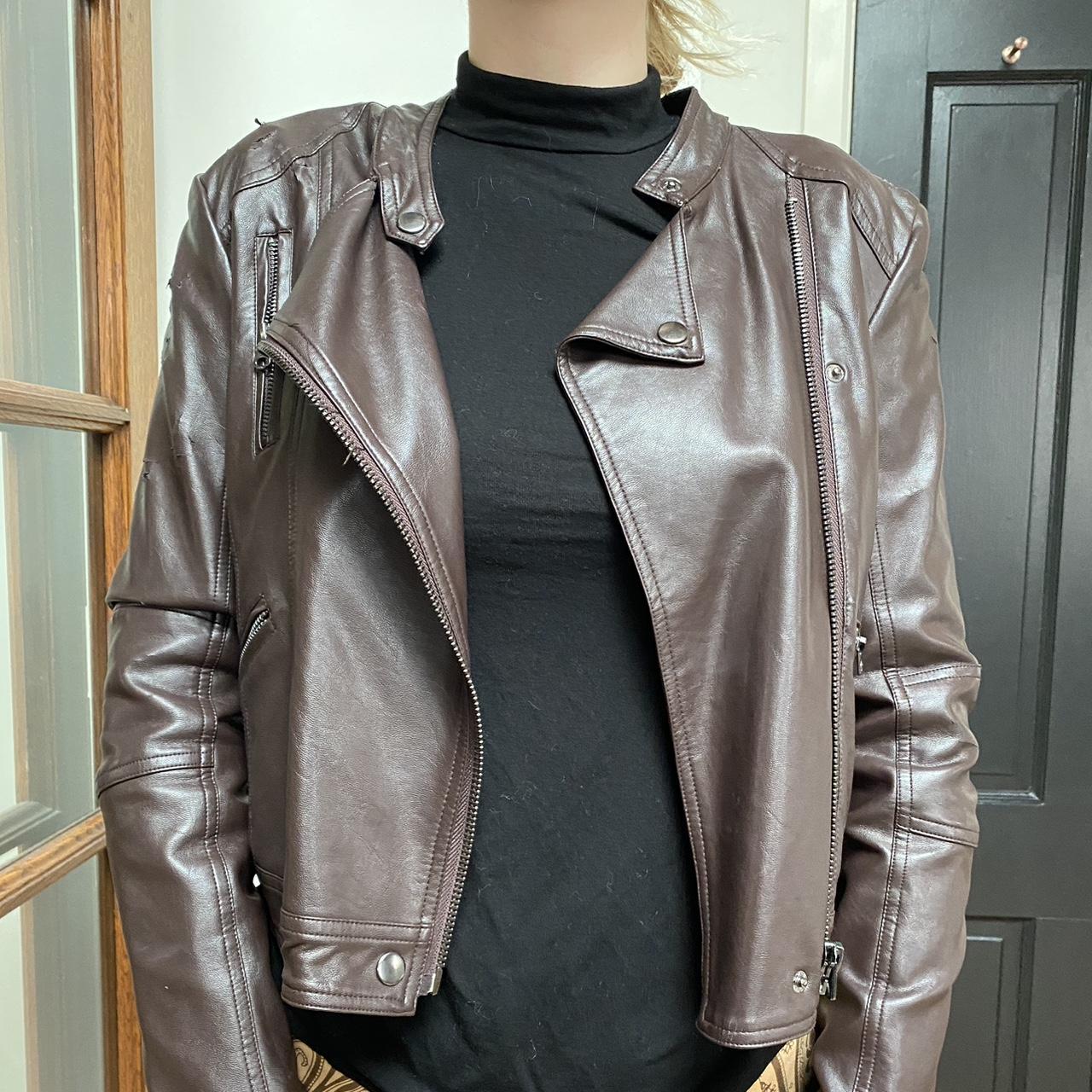 Vintage brown leather jacket, cropped cecio brand.... - Depop