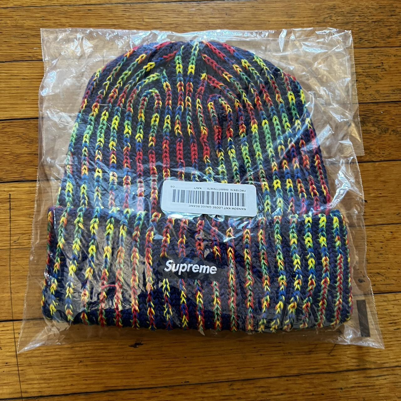 Supreme rainbow knit loose gauge beanie - Depop
